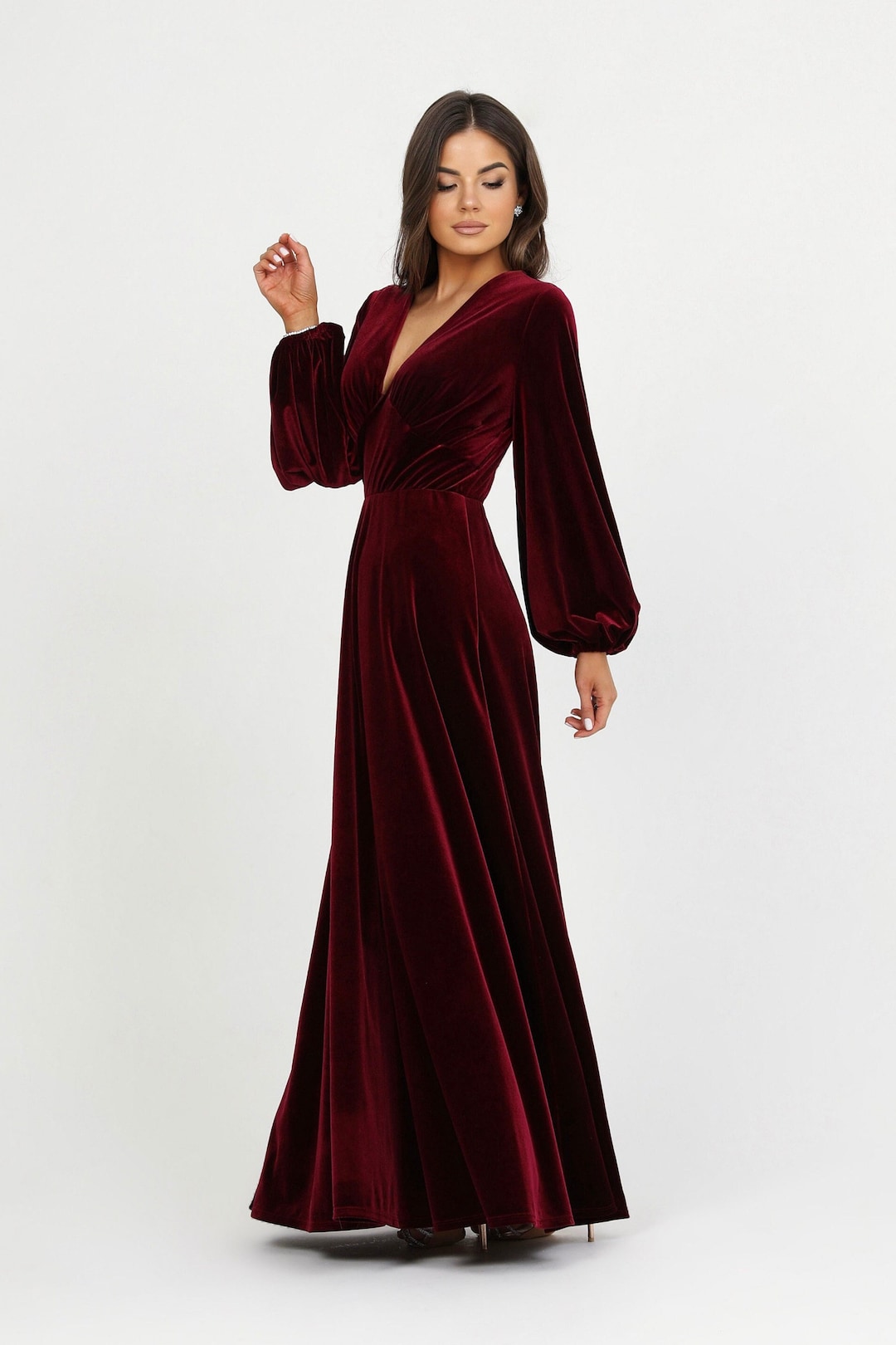 Burgundy Velvet Dress, Bridesmaid Dress, Evening Dress, Wedding Guest ...