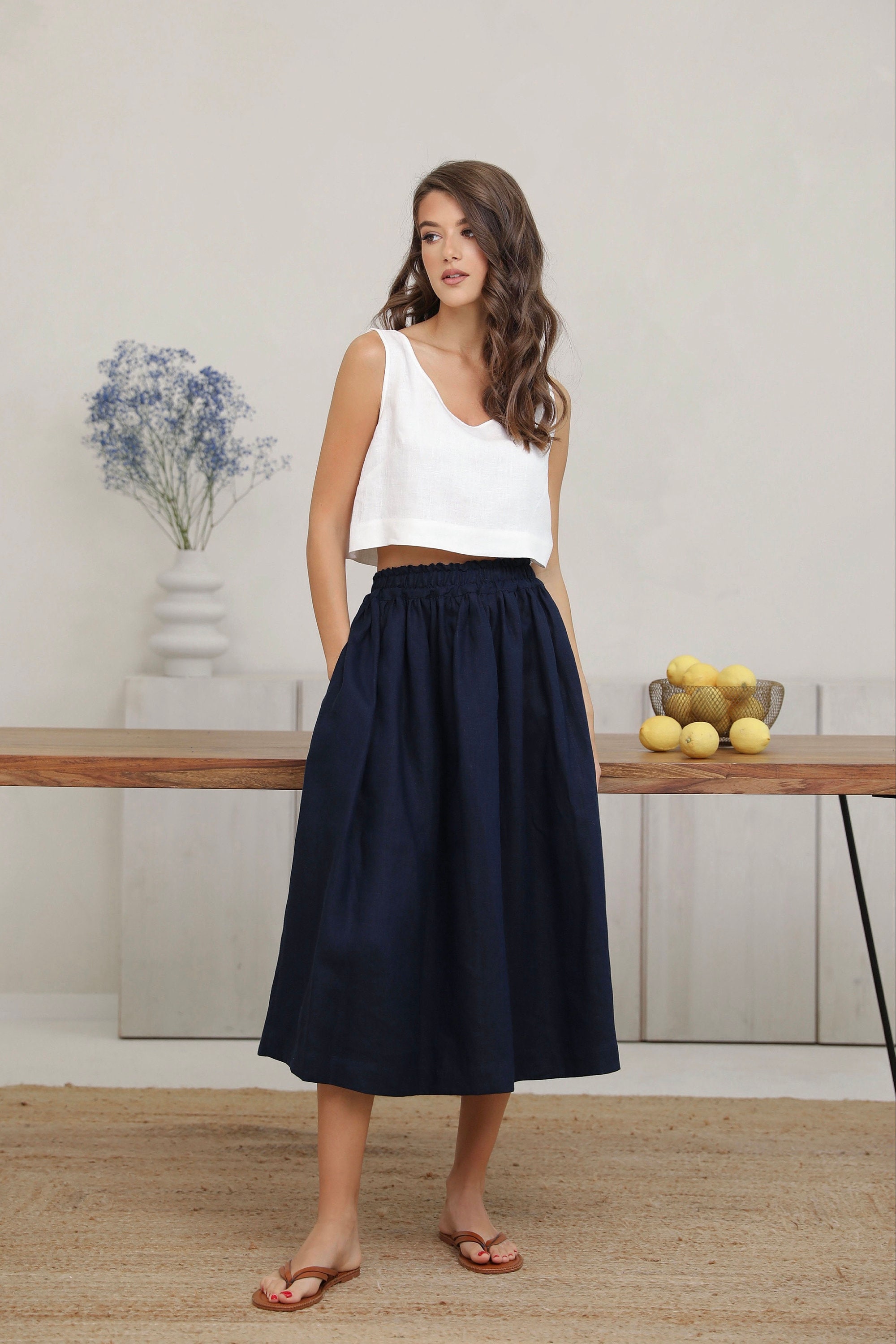 Linen Crop Top Pastel Pink Available in 34 Colours Washed - Etsy