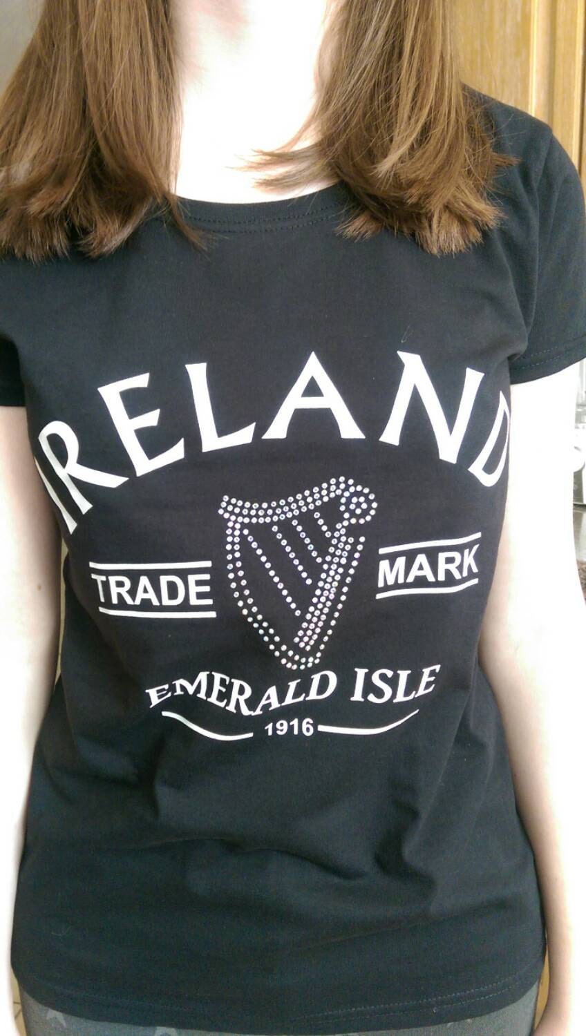 Ireland Trade Mark Tee With Harp in Rhinestones - Etsy