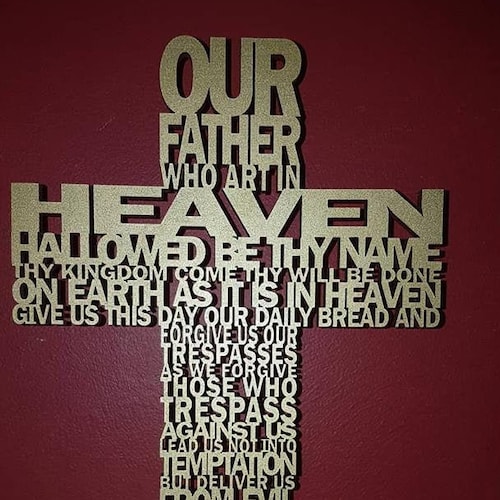 Our Father Wooden Stencilled Cross Our Father Prayer Our | Etsy