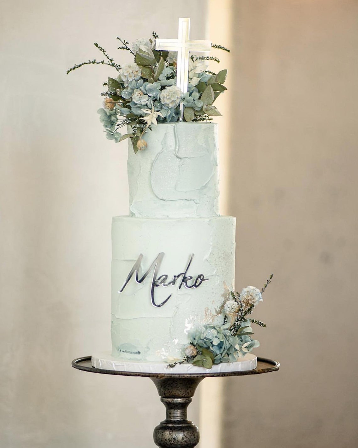 Religious Cake Topper, Cross Topper With Etching Combined With the ...