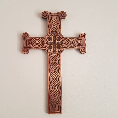 Wooden Wall Crosses With Croatian Pleter and St Benedict - Etsy