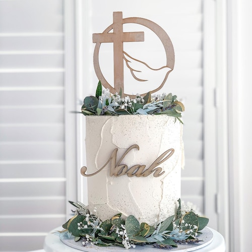 Religious Cake Topper Cross With a Dove Holy Spirit Topper - Etsy