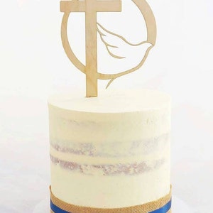 Religious Cake Topper, Cross With a Dove, Holy Spirit Topper ...
