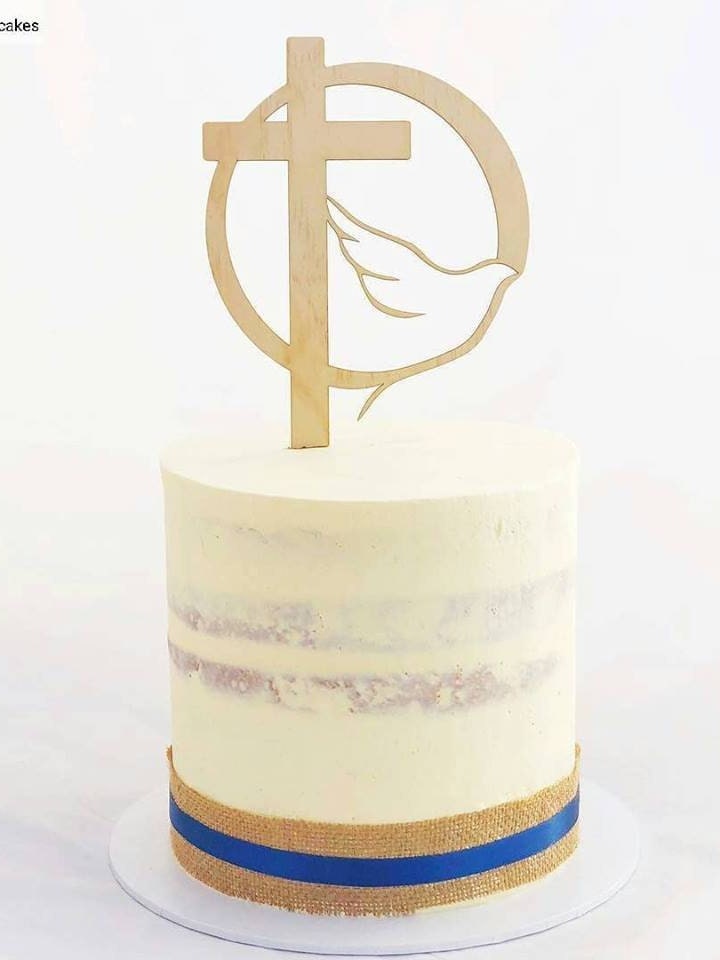 Religious Cake Topper Cross With a Dove Holy Spirit Topper - Etsy