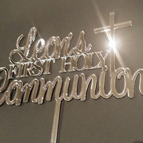 Communion Cake Topper Gold Glitter First Communion - Etsy