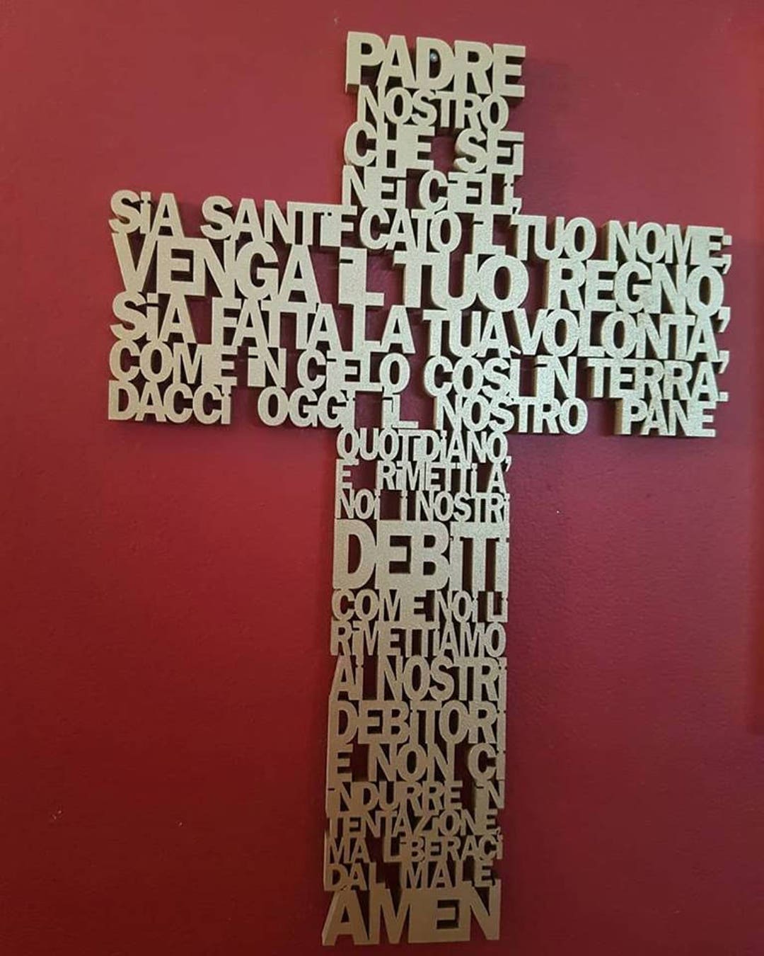 Padre Nostro Cross With Italian Our Father Prayer Wooden Stencilled ...