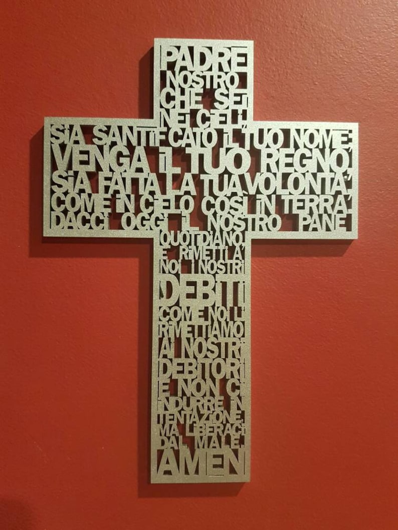 Padre Nostro Cross with Italian Our Father prayer wooden | Etsy