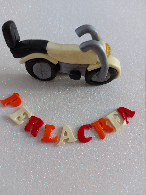 Small pale yellow fimo motorcycle | Etsy