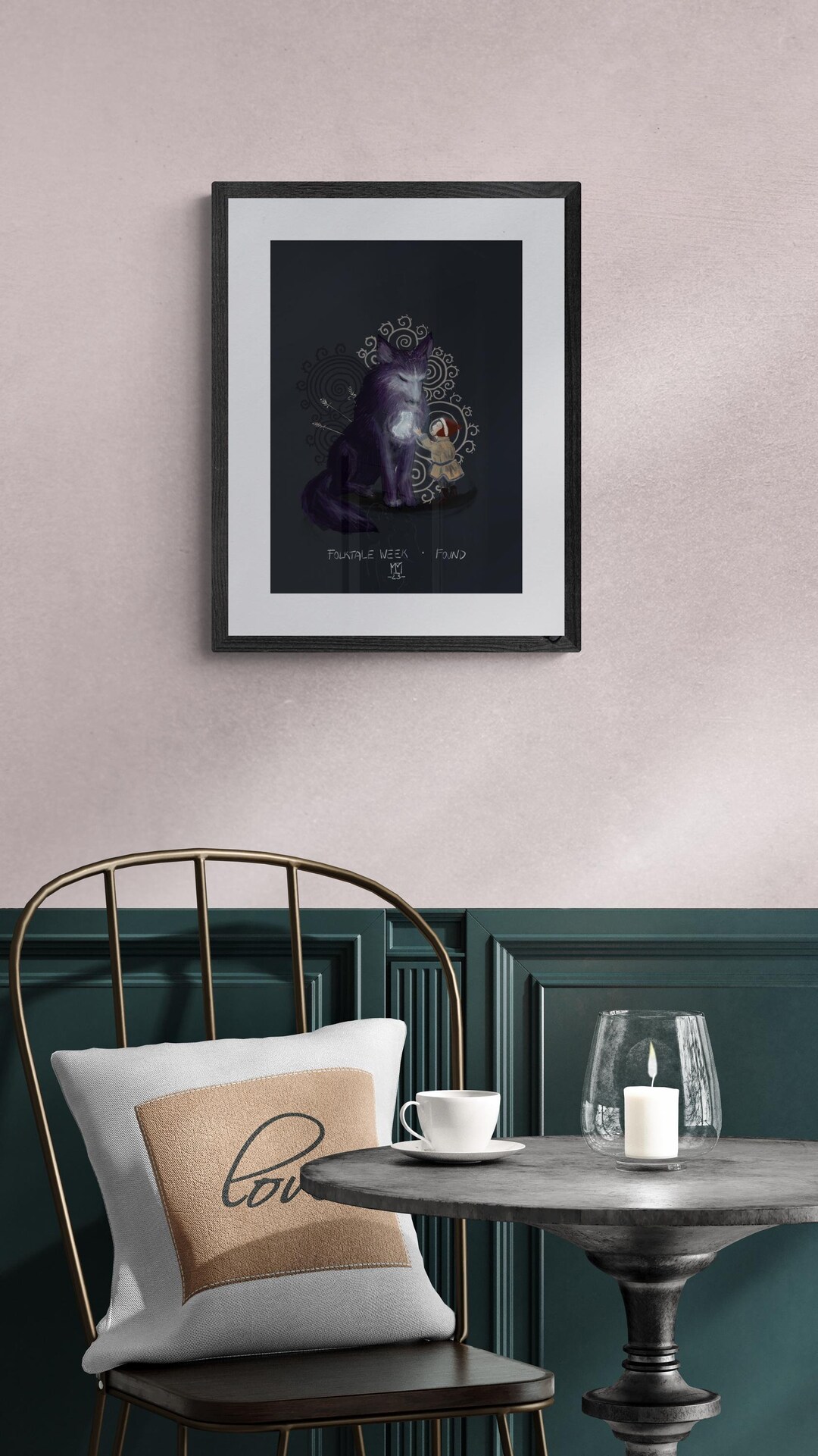 Folktale Found A3 Print. Dark Academia Wolf Decor. Dark Folklore Art ...
