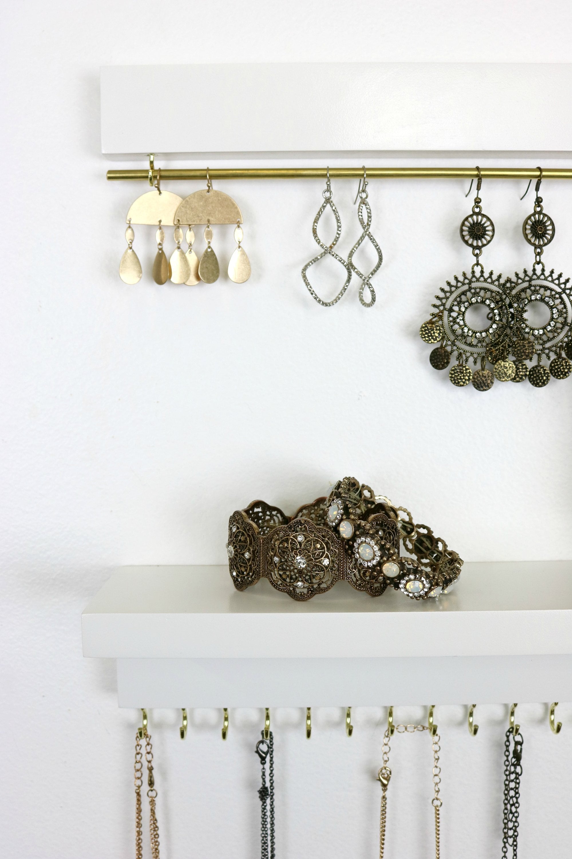 White Wall Mount Jewelry Organizer Necklace Holder and - Etsy