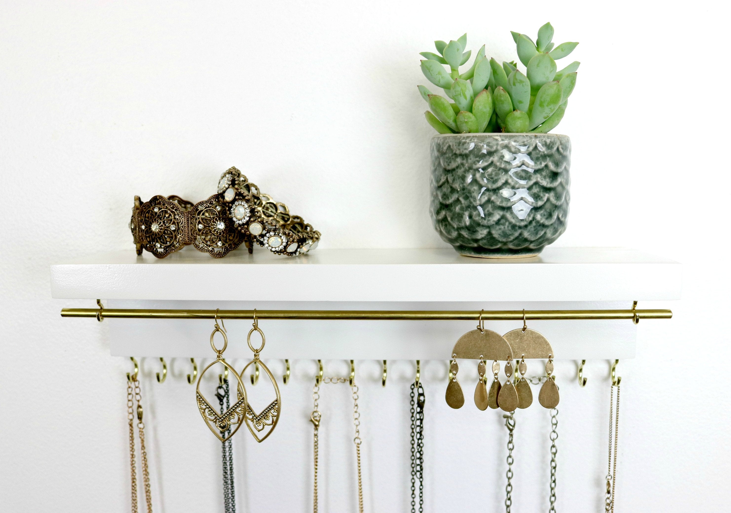 Gold wall jewelry organizer store