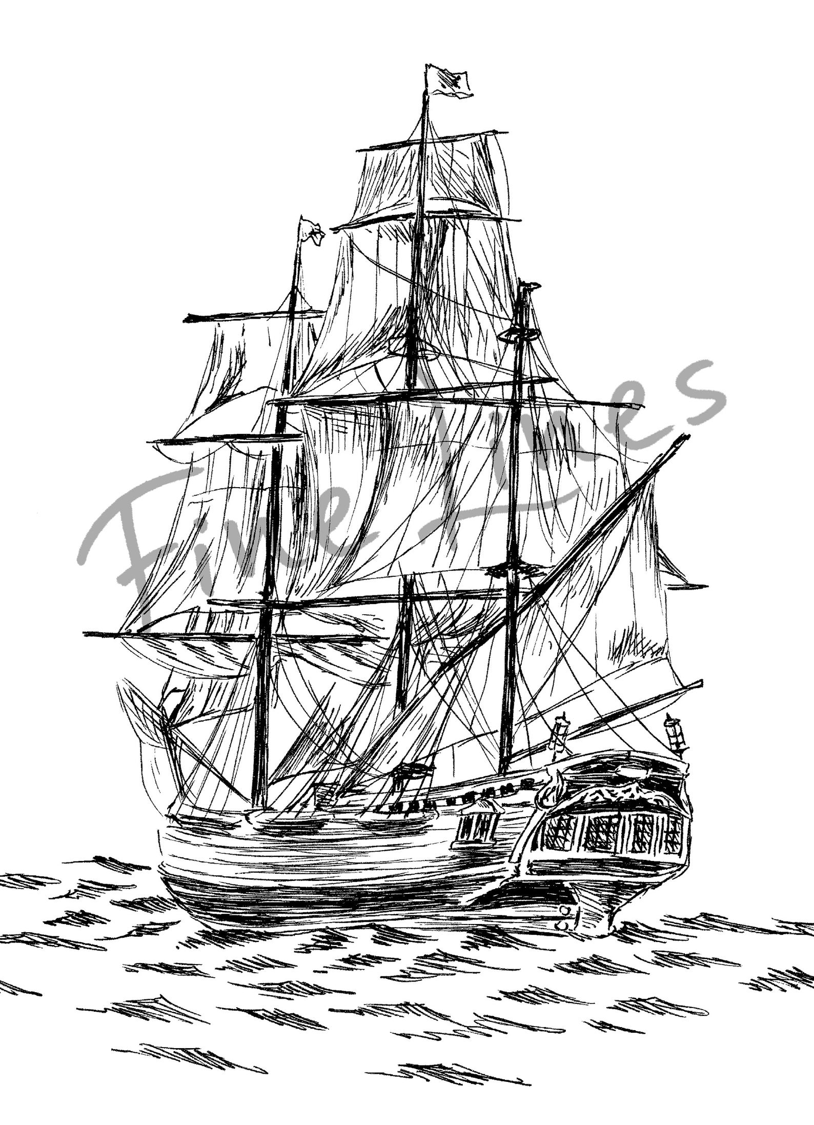 Printable Ship Art Print Unique Nautical Art Print | Etsy