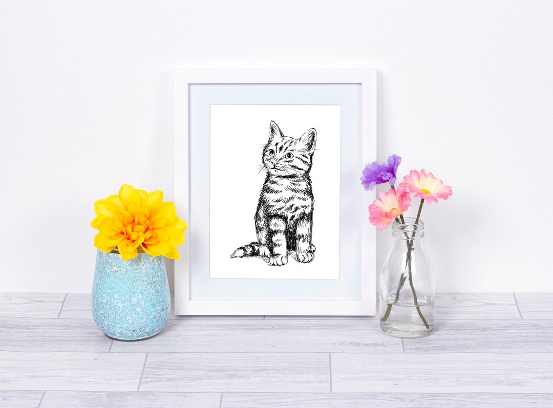 Pet Lover Gift, Kitten Printable File, Cat Poster, Kids Wall Art ...