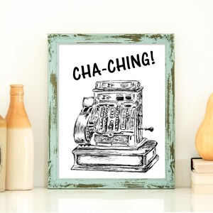 Quote Print, Cha-ching! Print, Antique Cash Register, Office Decor ...