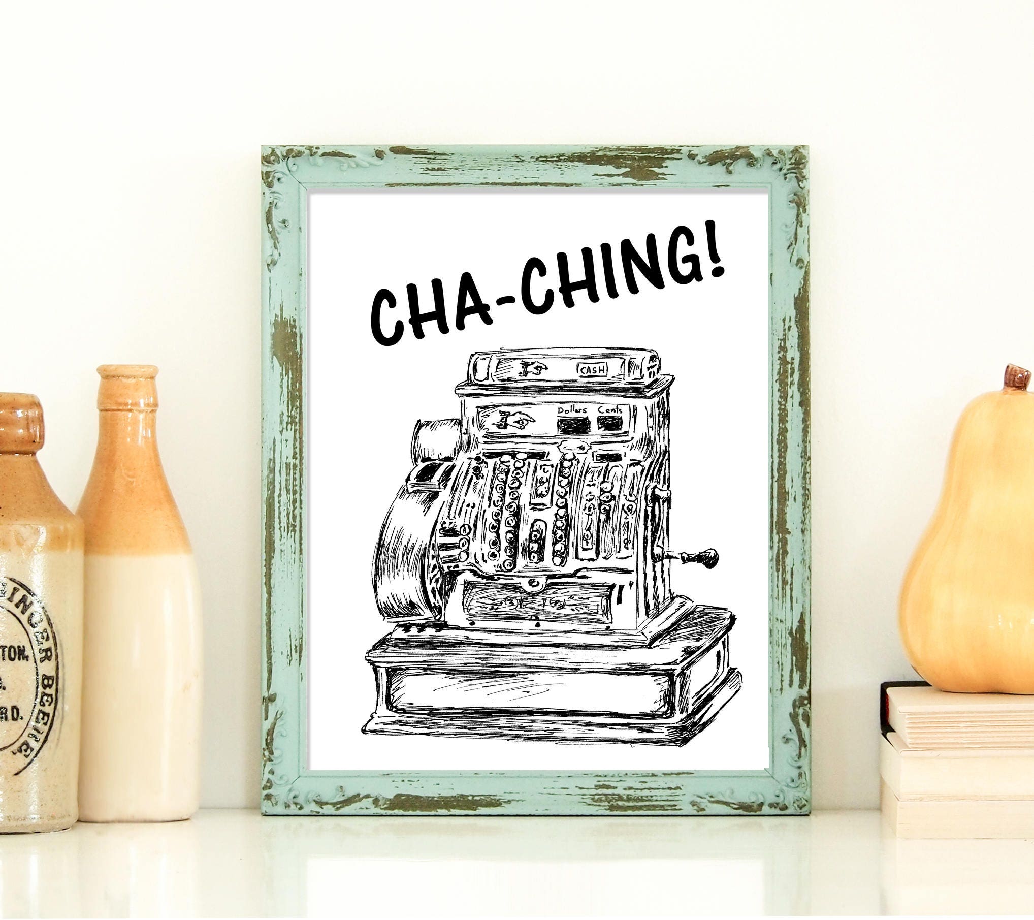 Quote Print Cha-ching Print Antique Cash Register Office - Etsy