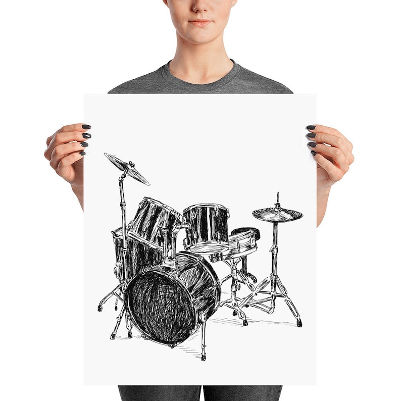 Drums Set Print Black and White Poster Music Posters Drums - Etsy