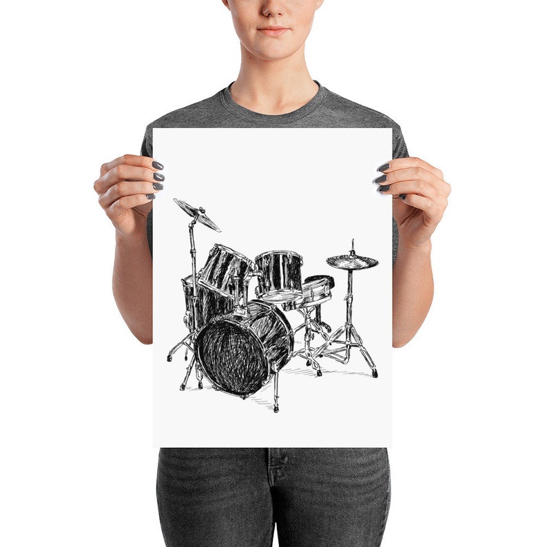 Drums Set Print Black and White Poster Music Posters Drums - Etsy