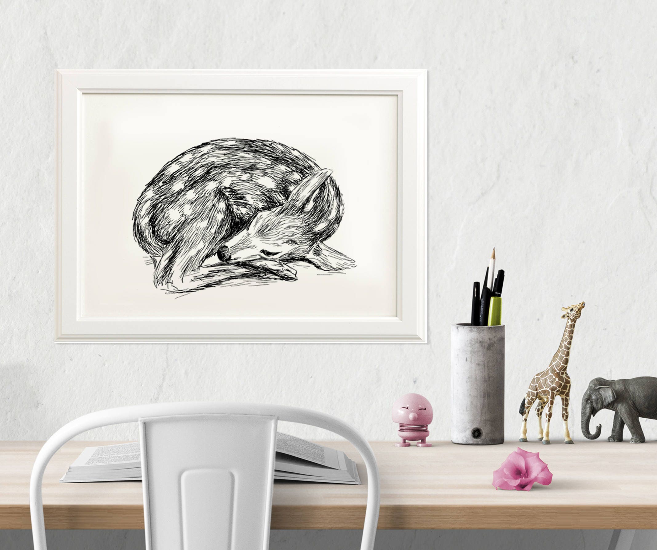 Deer Printable Cute Deer Poster Woodland Animals Kids Room | Etsy