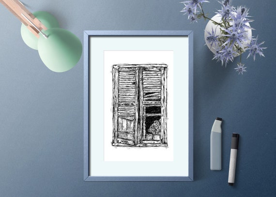 Printable Window Art Black and White Print Rustic Window Art | Etsy