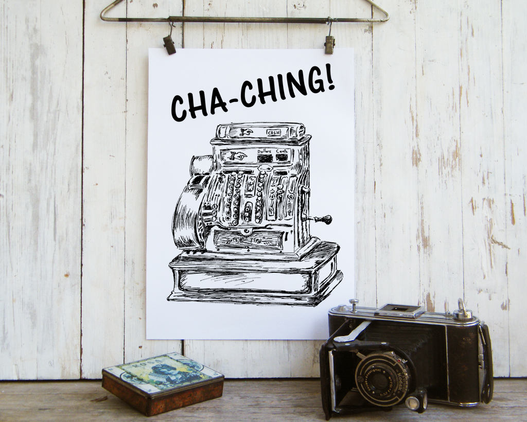 Quote Print Cha-ching Print Antique Cash Register Office - Etsy