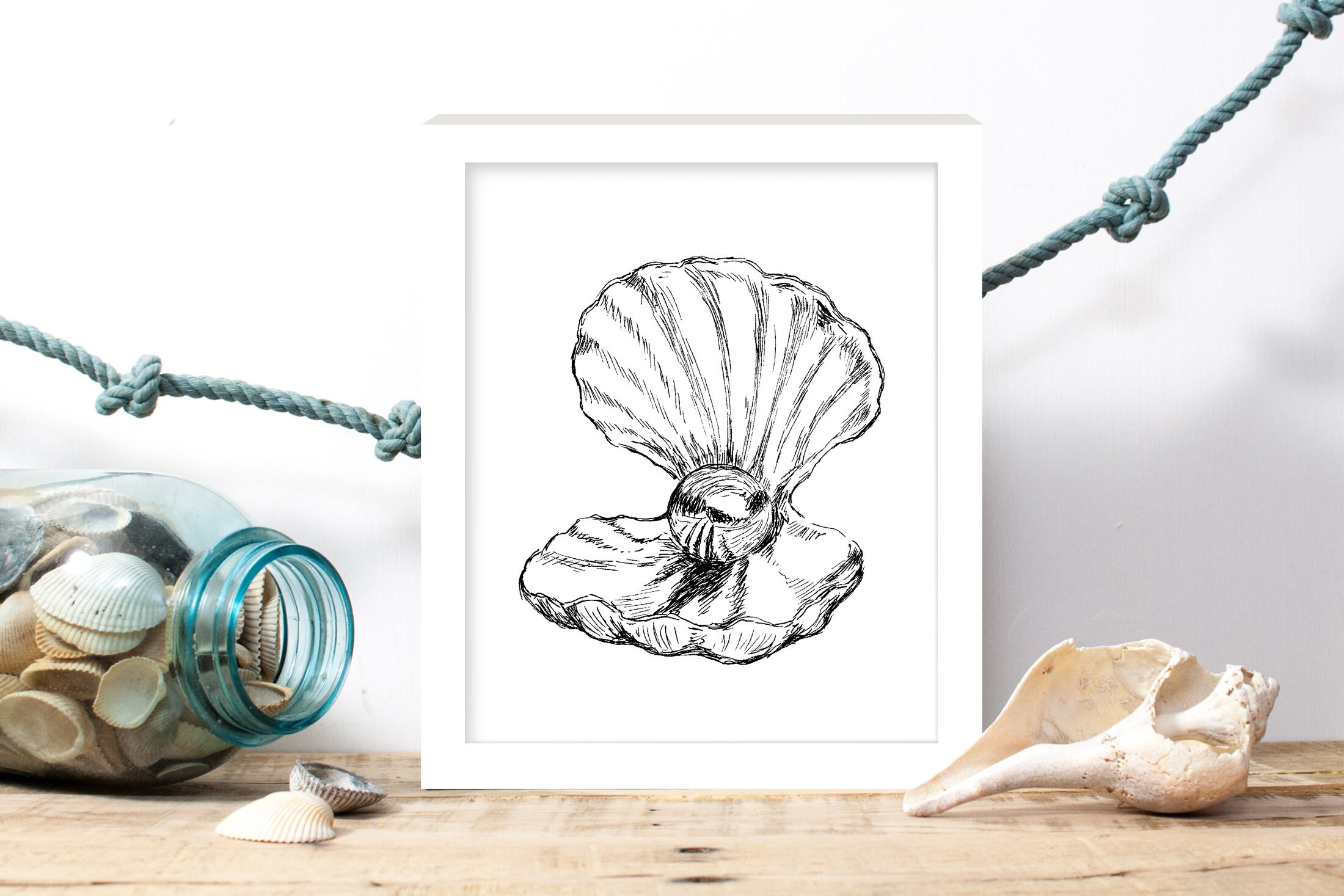 Shell Sketch With Pearl