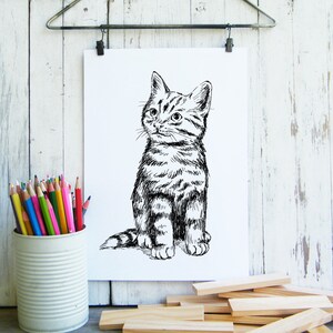 Pet Lover Gift, Kitten Printable File, Cat Poster, Kids Wall Art ...