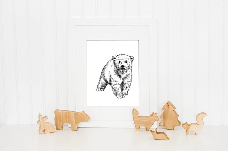 Baby Bear Printable Cute Bear Poster Woodland Animals Kids - Etsy