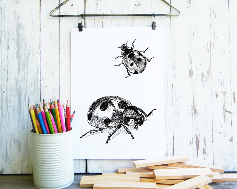 Kids Room Decor, Ladybug Printable, Ladybugs Wall Hanging, Insects ...