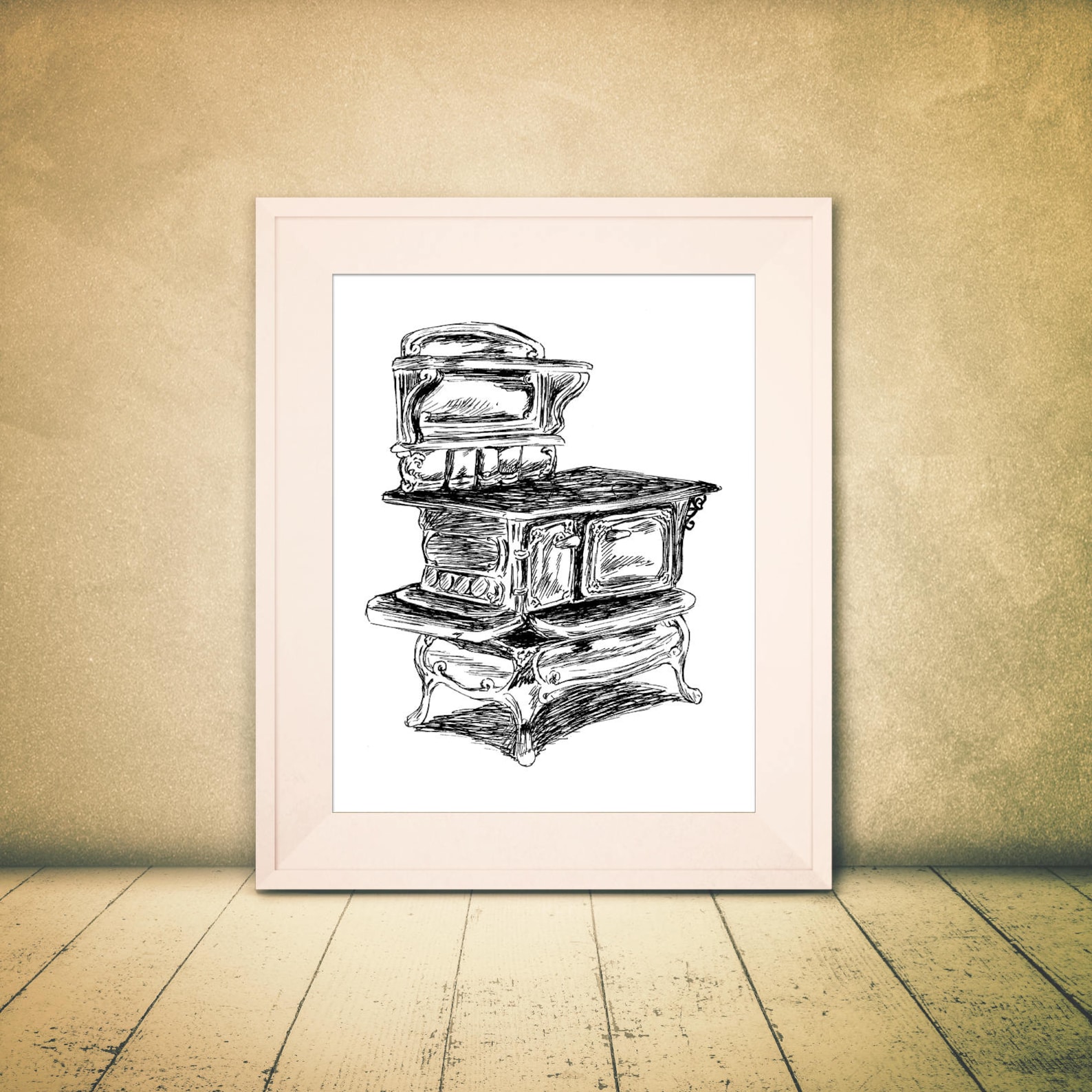 Kitchen Decor Antique Stove Print Rustic Wall Art Retro - Etsy