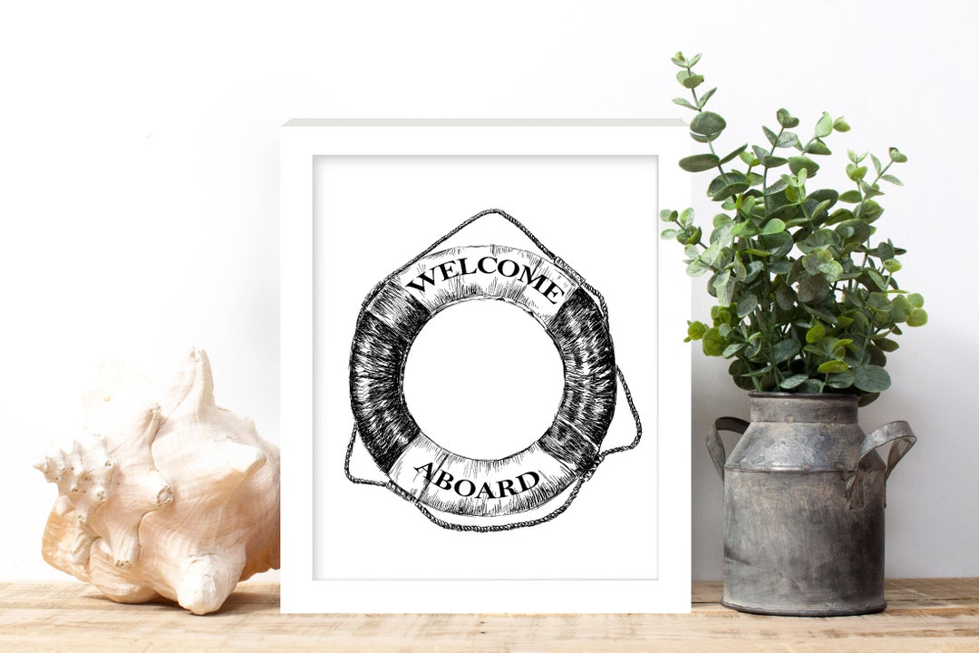 Printable Nautical Life Ring Preserver Wall Art, Nautical Lifebuoy Ring ...