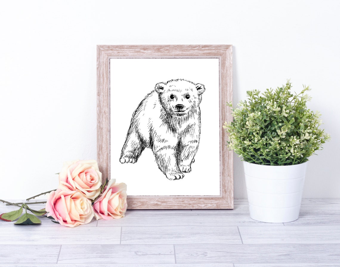 Baby Bear Printable Cute Bear Poster Woodland Animals Kids - Etsy