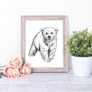 Baby Bear Printable, Cute Bear Poster, Woodland Animals, Kids Wall Art ...