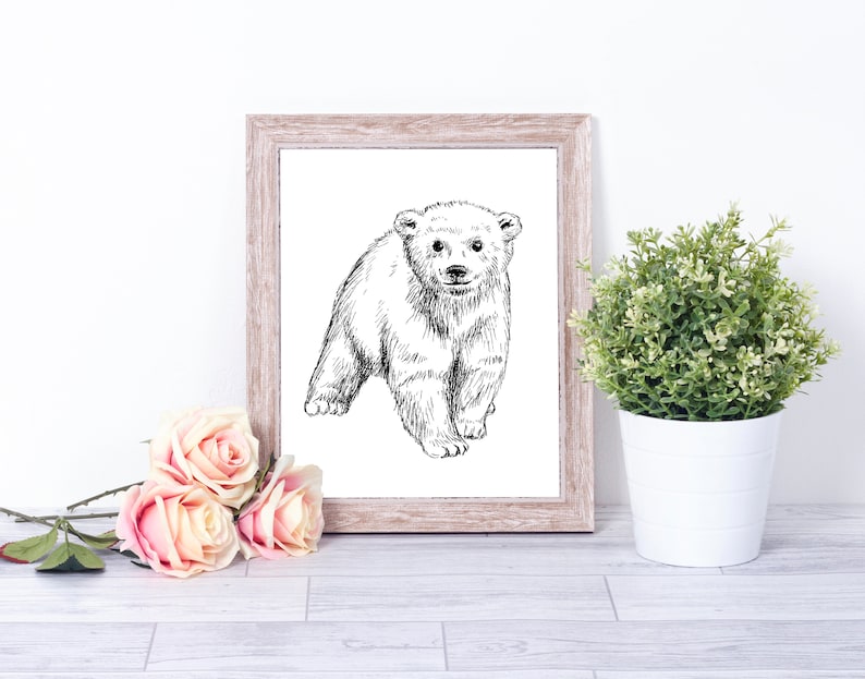 Baby Bear Printable Cute Bear Poster Woodland Animals Kids - Etsy