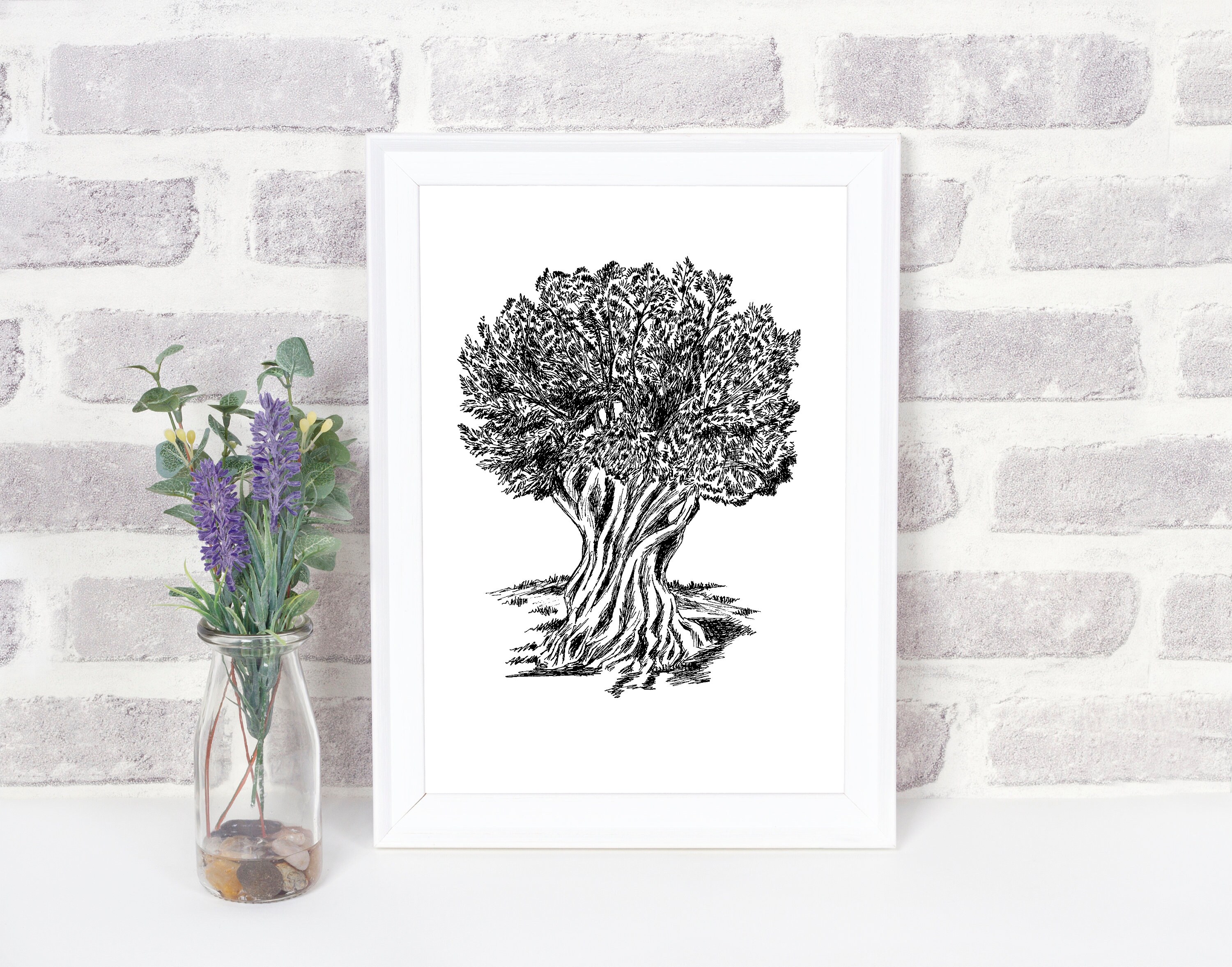 Olive Tree Paintings Tree Print Printable Wall Art Nature | Etsy