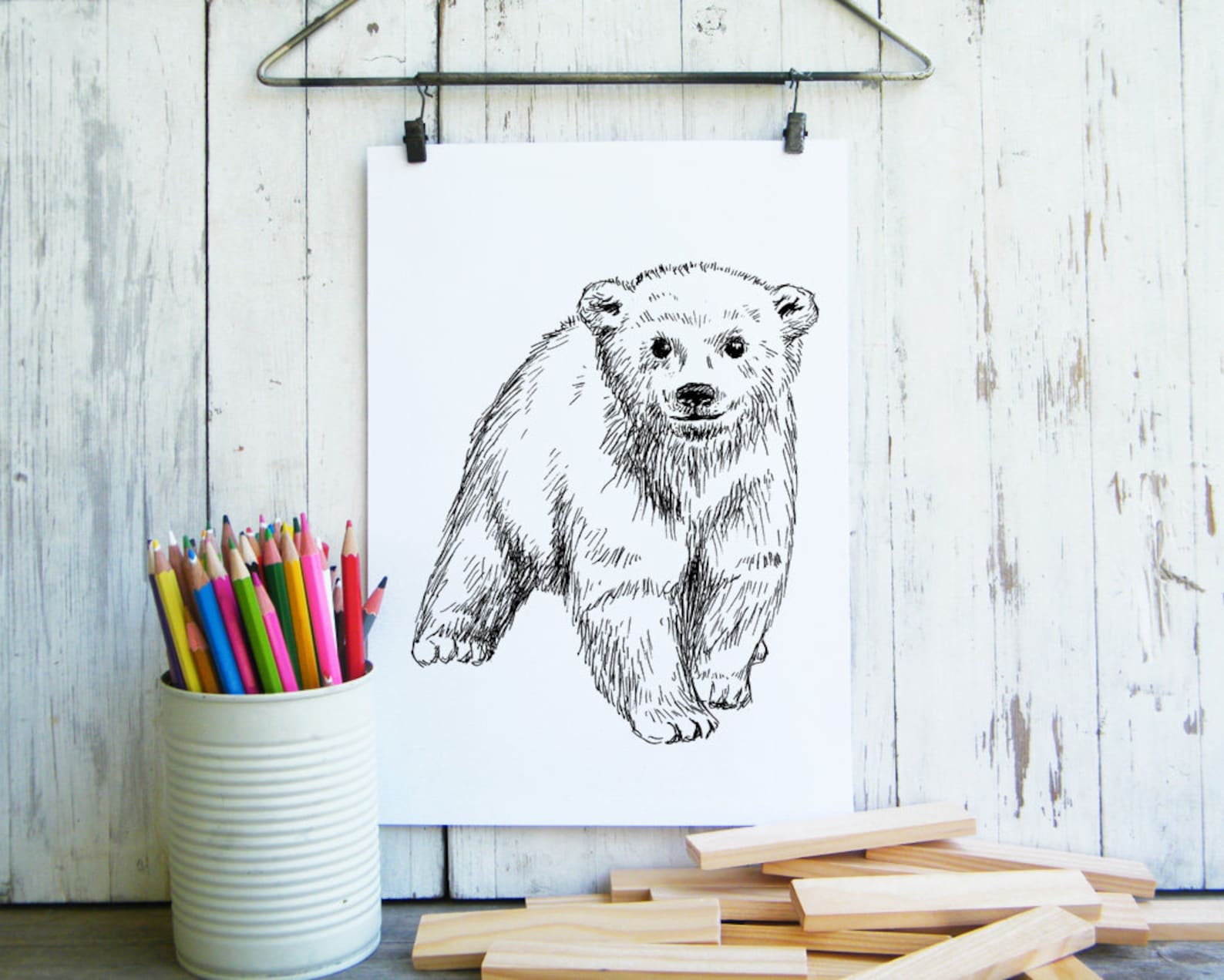 Baby Bear Printable Cute Bear Poster Woodland Animals Kids - Etsy