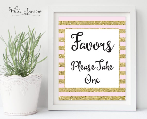 Bridal shower Favors, Please Take One, Favor Sign, Gold Bridal Shower ...