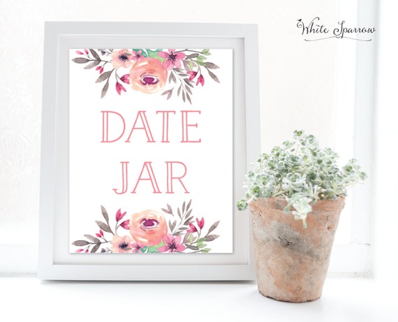 Date Jar Sign, 5x7, Date Night Jar Sign, Bridal Shower Sign. Bridal ...
