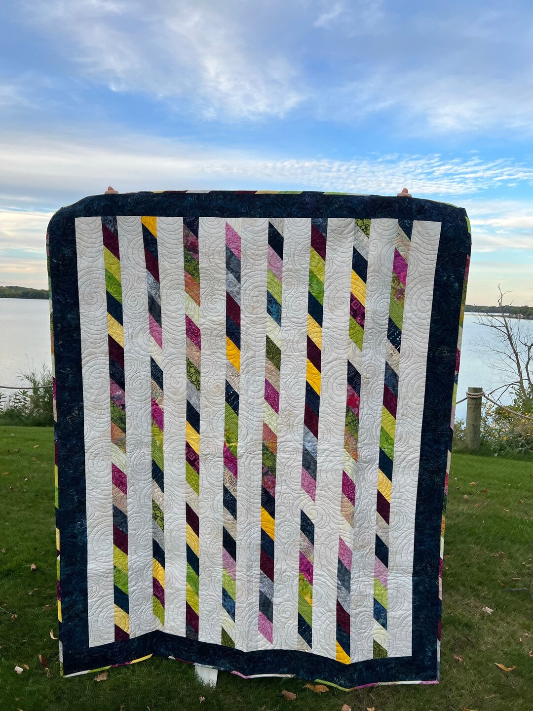 Modern Batik Quilt: Lightweight Twin or Lap Quilt (56x67) - Etsy