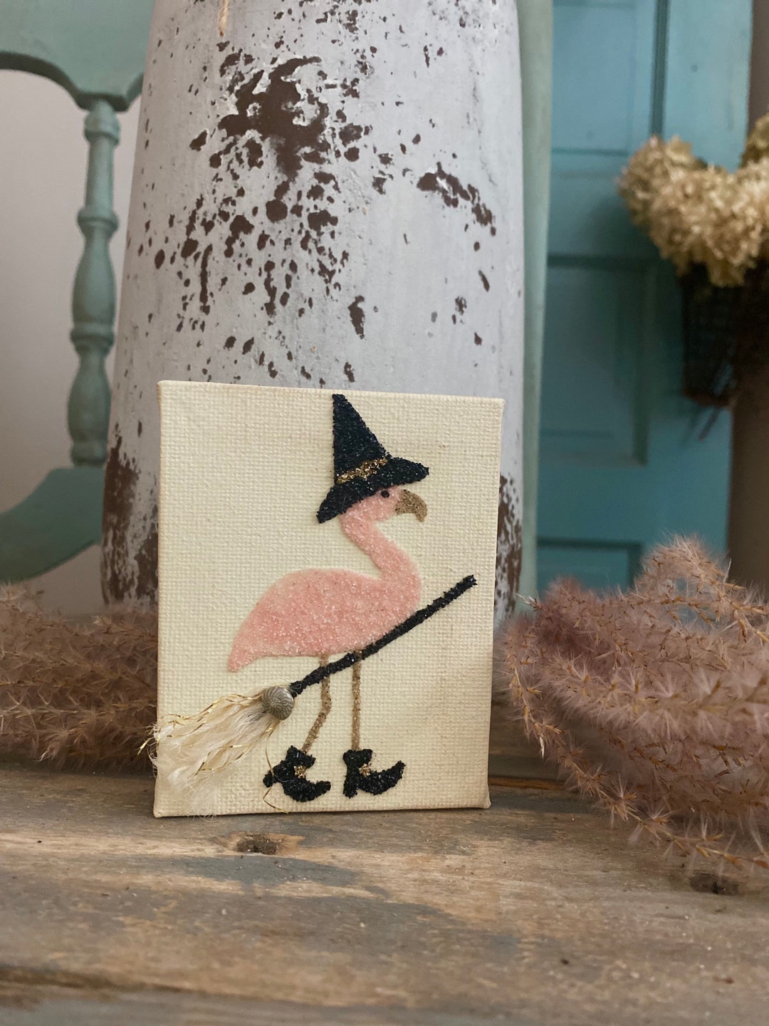Flamingo Witch, Flamingo Art, Halloween Flamingo, Halloween Ornament ...
