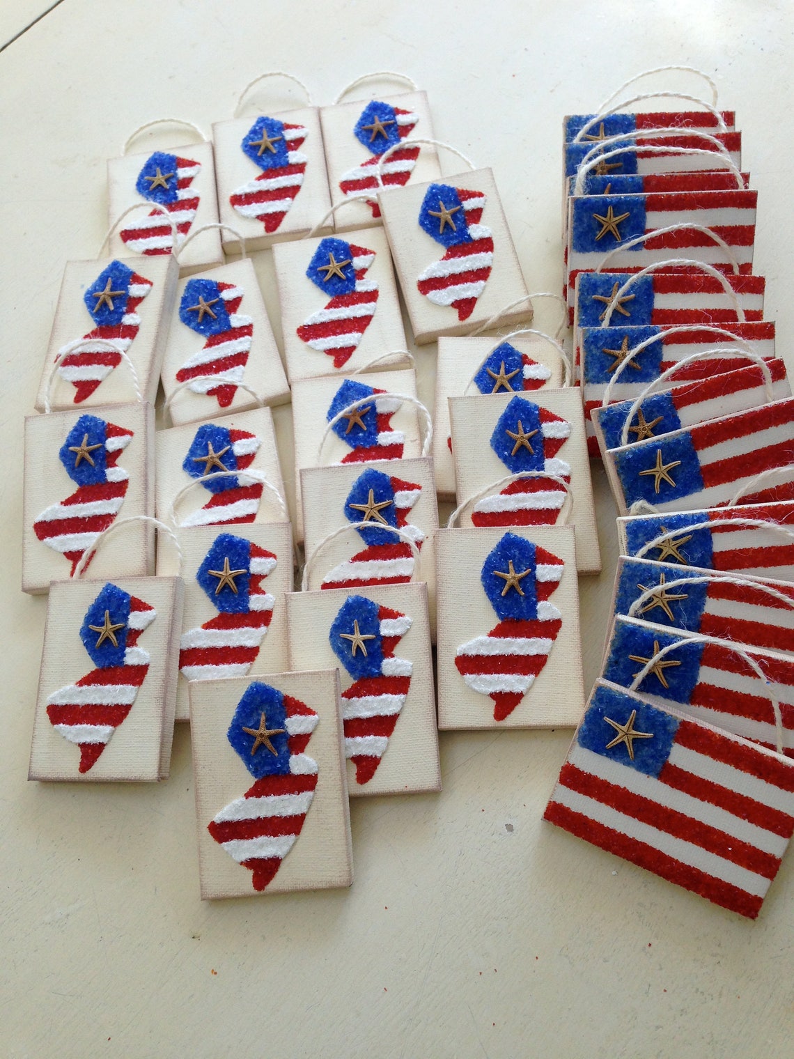 Flag ornament USA Flags Patriotic decor wine tag wine | Etsy