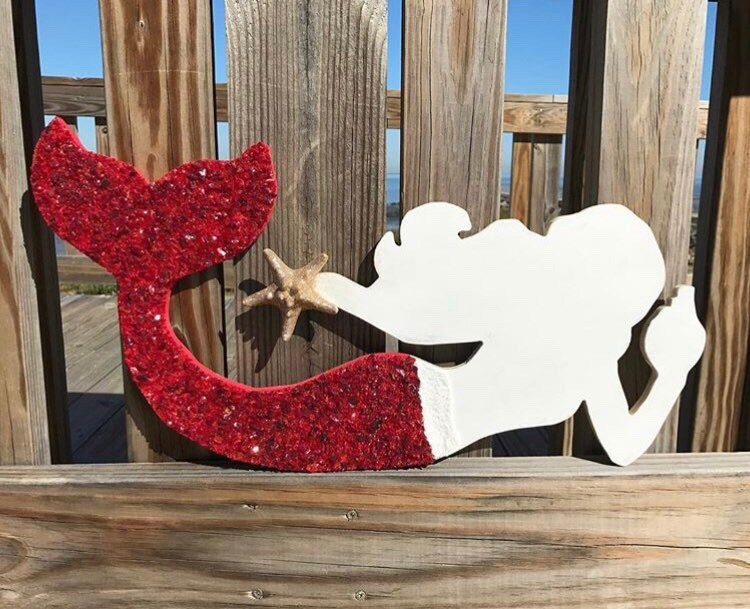 Mermaid christmas mermaid coastal Christmas santa mermaid | Etsy