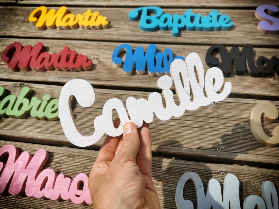 First Name in Raw and Colored Wood - Hand Cut - Linden Wood ...
