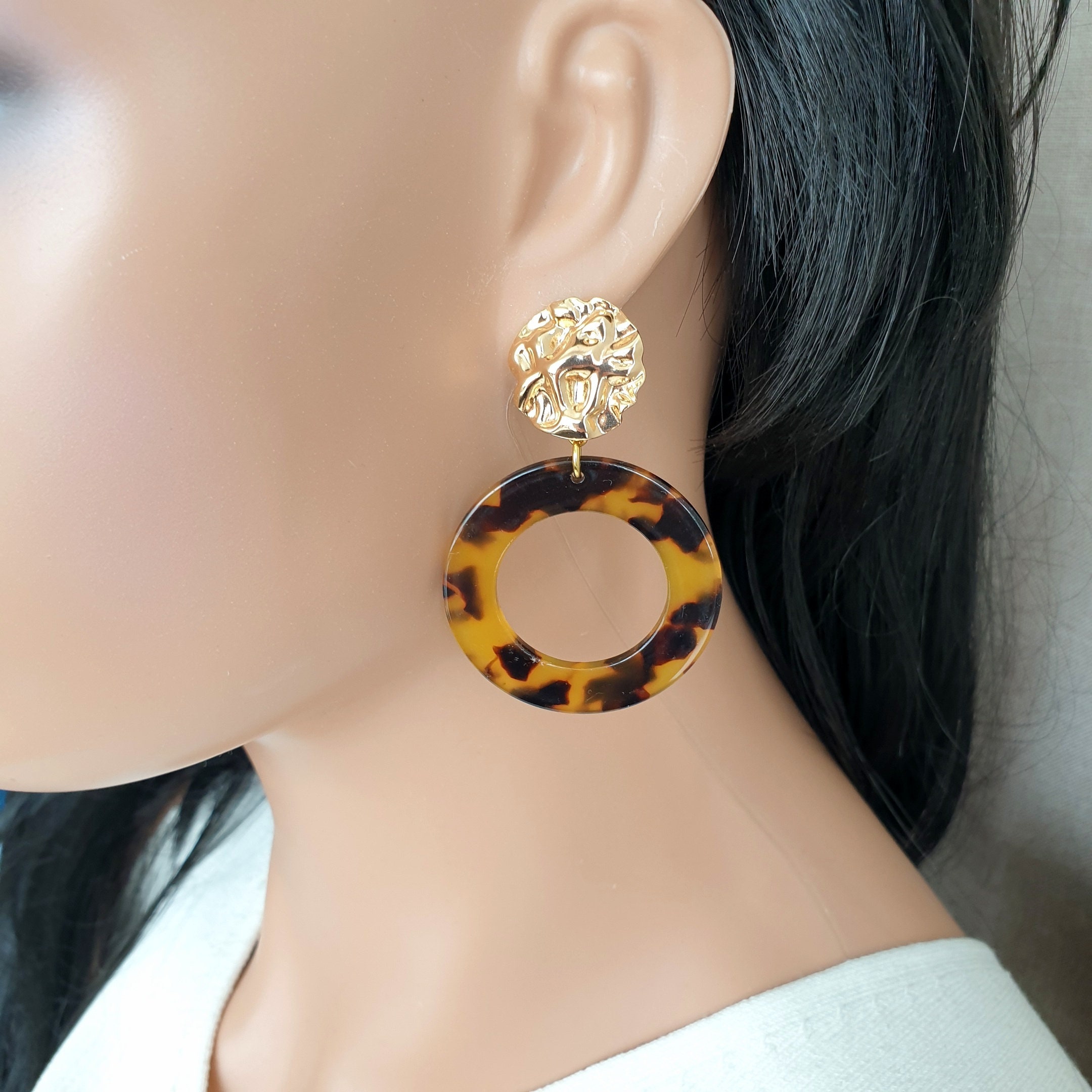 Tortoise Earrings,tortoise Hoop Earrings,tortoiseshell Earrings ...
