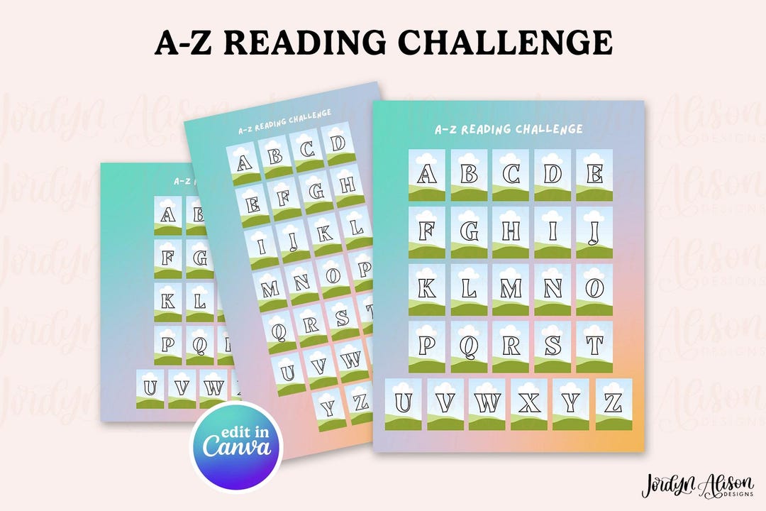 A-Z Reading Challenge Canva Template, Alphabet Reading Challenge ...