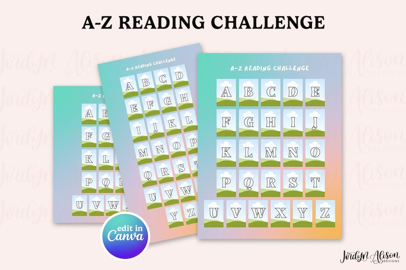 A-Z Reading Challenge Canva Template, Alphabet Reading Challenge ...
