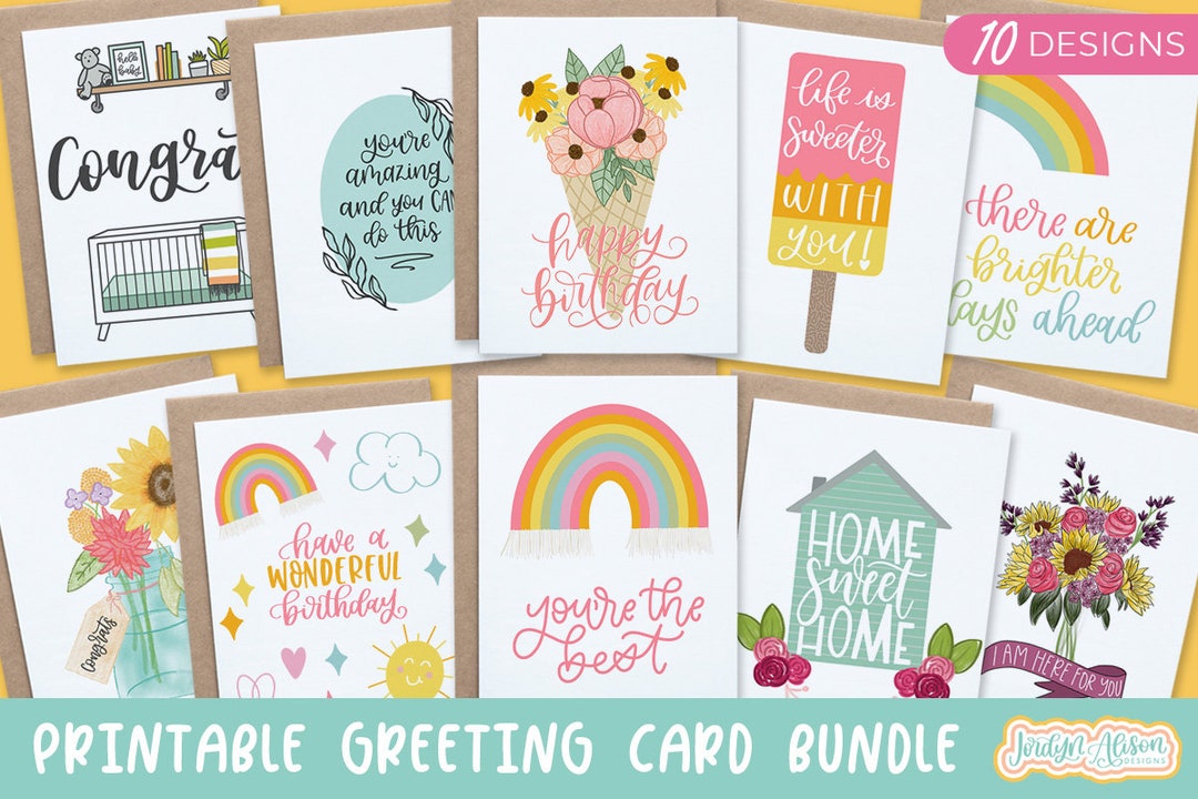 Printable Greeting Card Bundle, Printable Greeting Card, Card for Her ...
