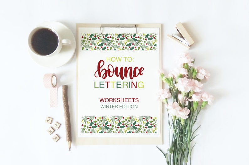 Bounce Lettering Worksheets Winter Edition Lettering | Etsy