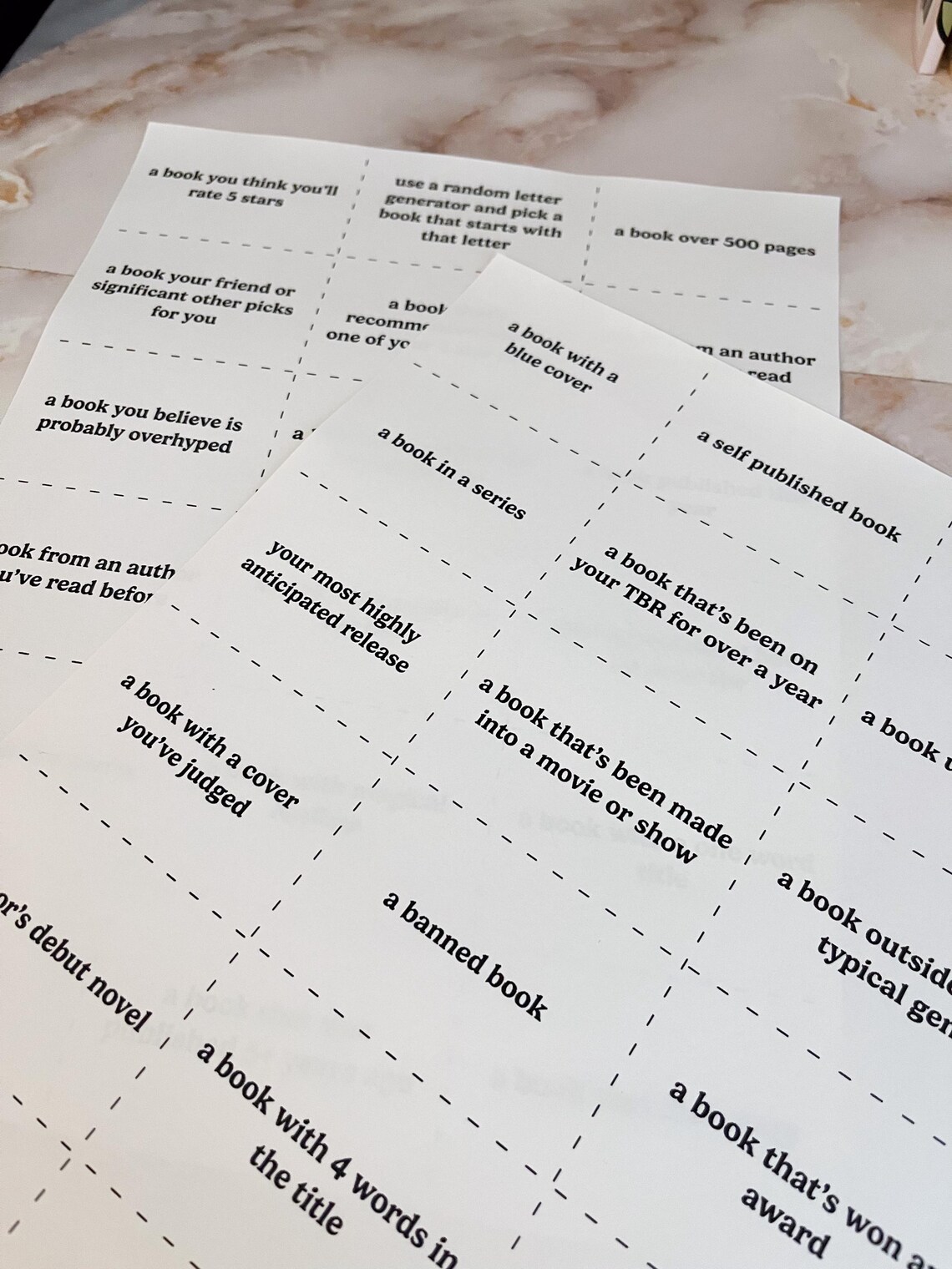 Printable TBR Cards With 35+ Prompts, TBR Reading Challenge, Book ...
