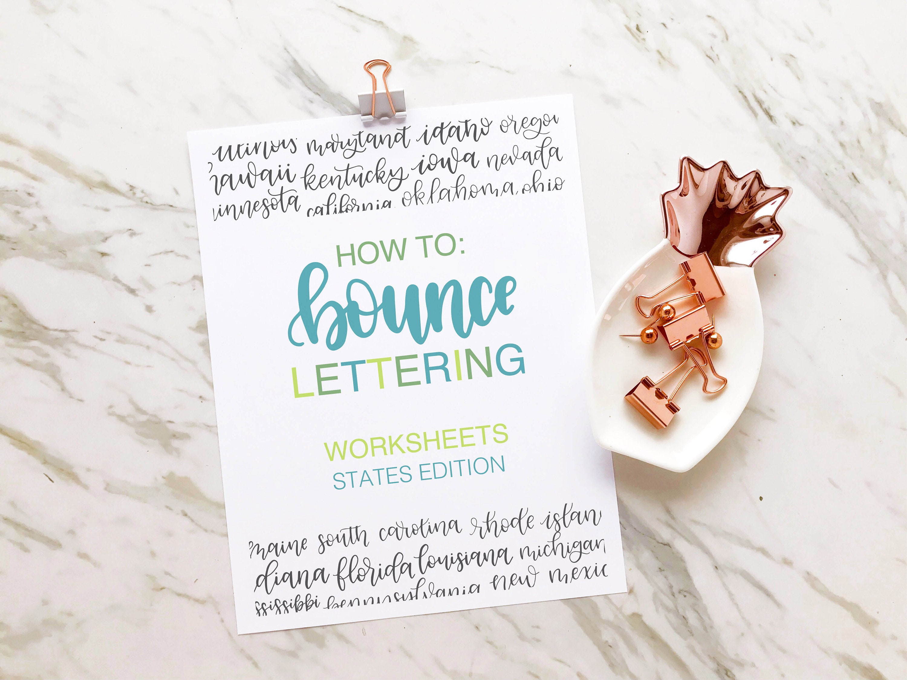 Bounce Lettering Worksheets State Edition Lettering - Etsy